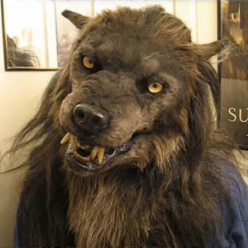 Werewolf Mask Glowing Eyes Movable Ears And Jaws For Halloween Cosplay ...