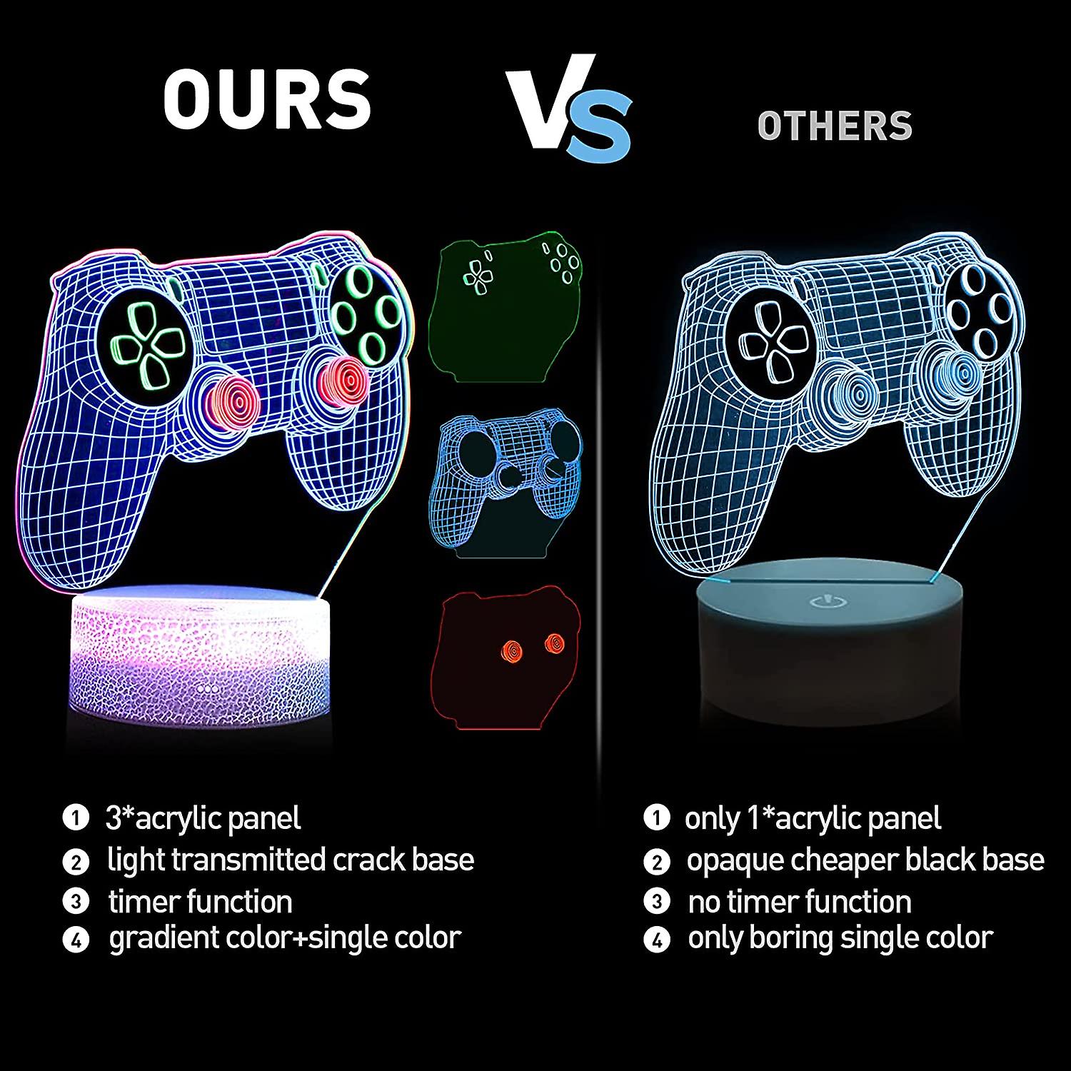 3d Gamepad Night Light(3 Patterns) Game Controller Console Illusion ...
