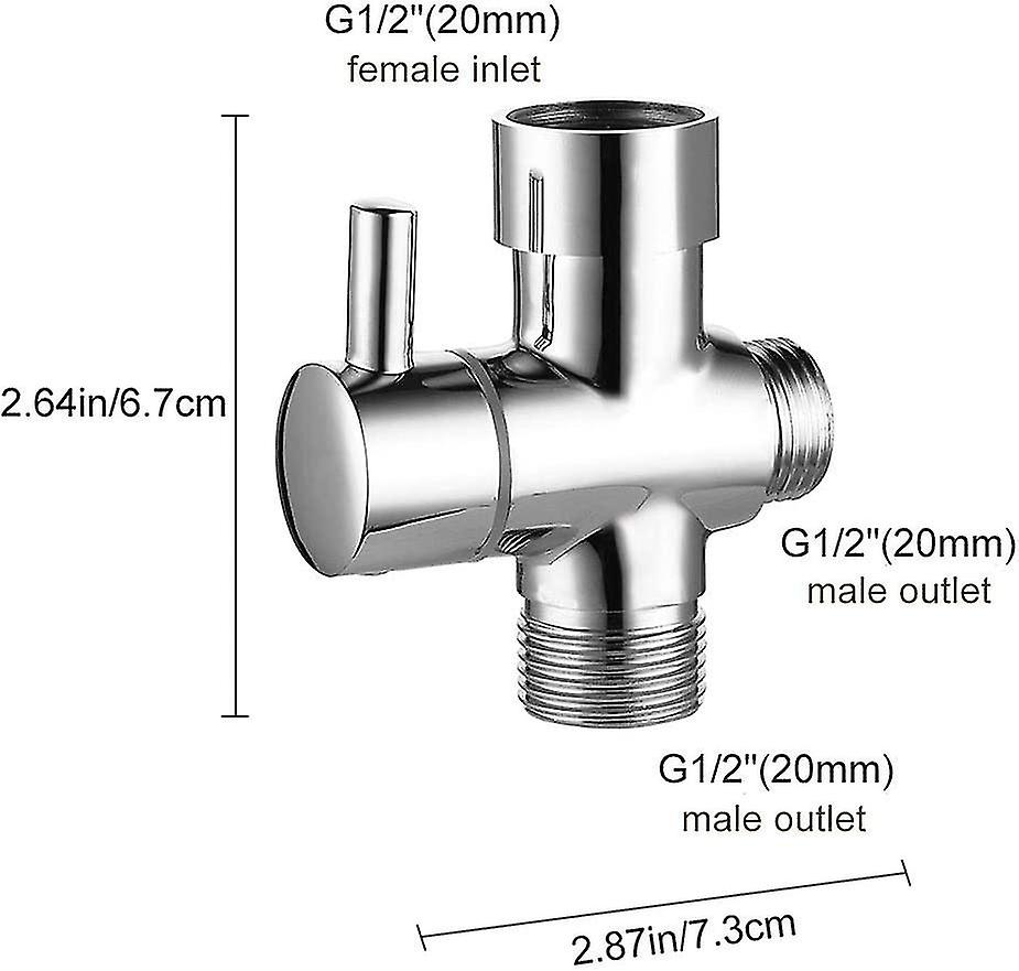 3-way Shower Arm Diverter Valve G1/2"brass Shower Splitter Shower Valve ...