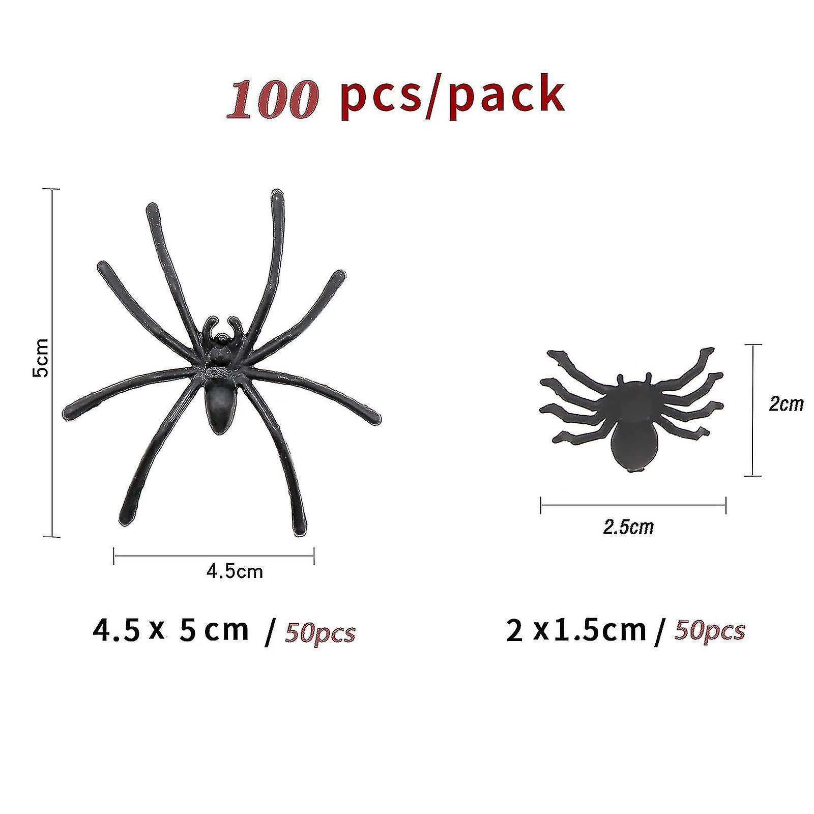 100pcs Halloween Party Supplies Black Plastic Spiders, Plastic ...