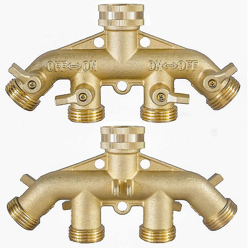 Garden Brass Hose Splitters 4 Way Tap Hose Connectors Water Distributor ...