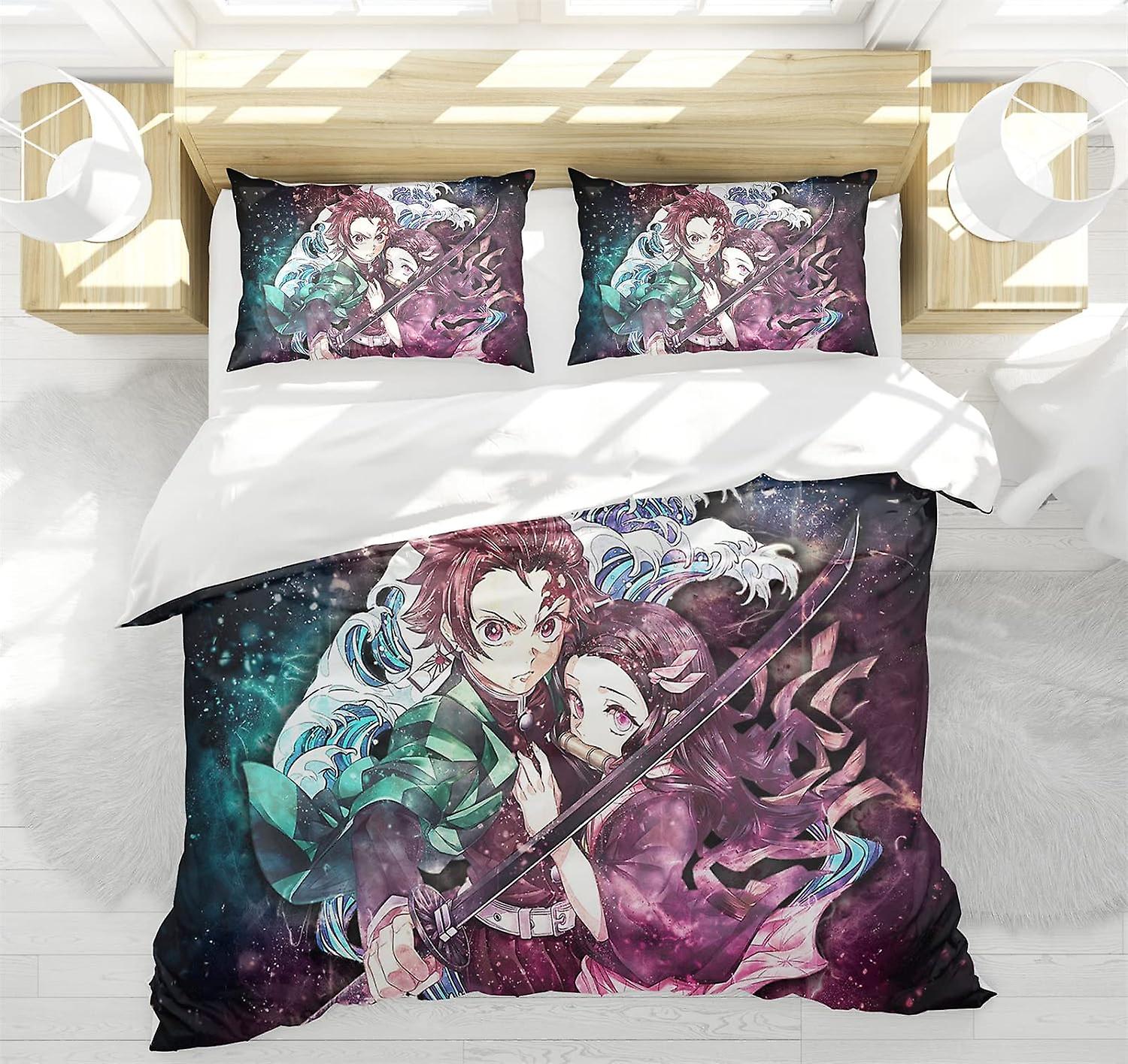 DDONVG Demon Slayer Bed Linen, 135 x 200 cm, Japanese Anime Duvet Cover ...