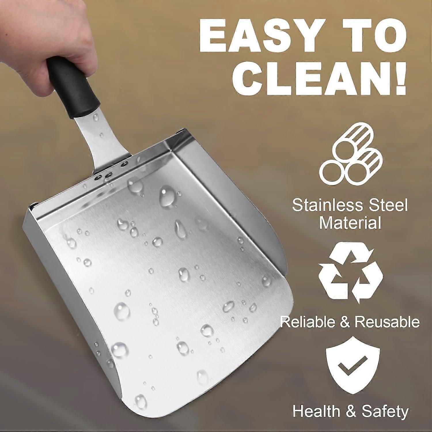 Stainless Steel Griddle Food Mover, Large Griddle Scoop Smash Burger ...