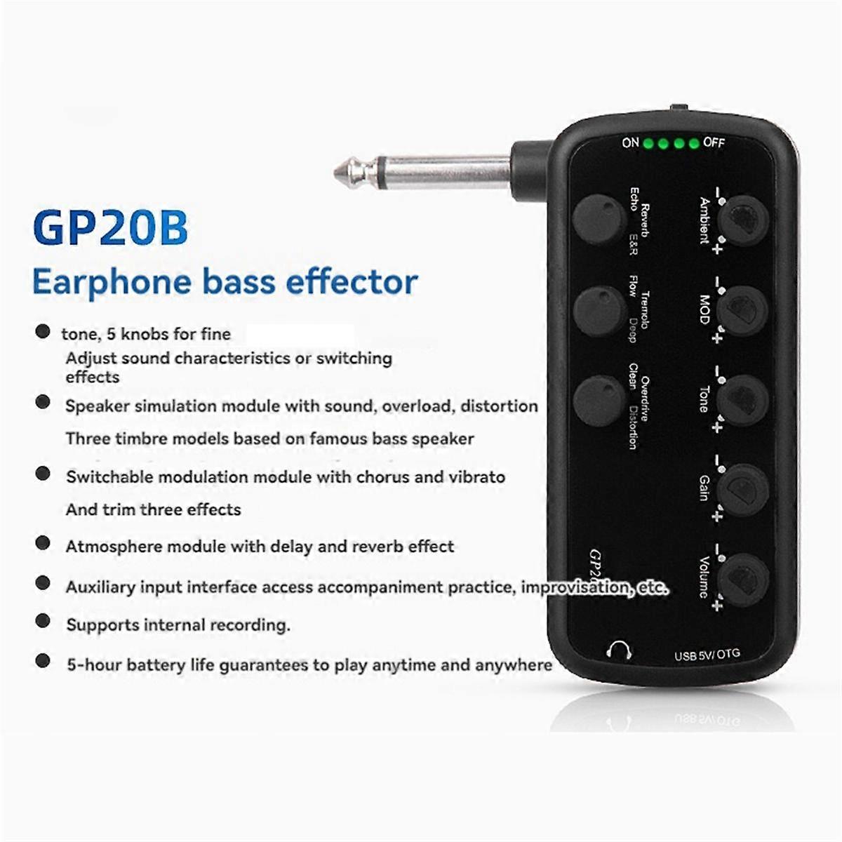 Bass Amplifier Bass Effects Portable Headphone Amplifier Plug and Play ...