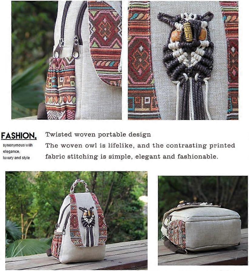Womens Hippie Cotton Hemp Cloth Backpack Boho Vintage Embroidered ...