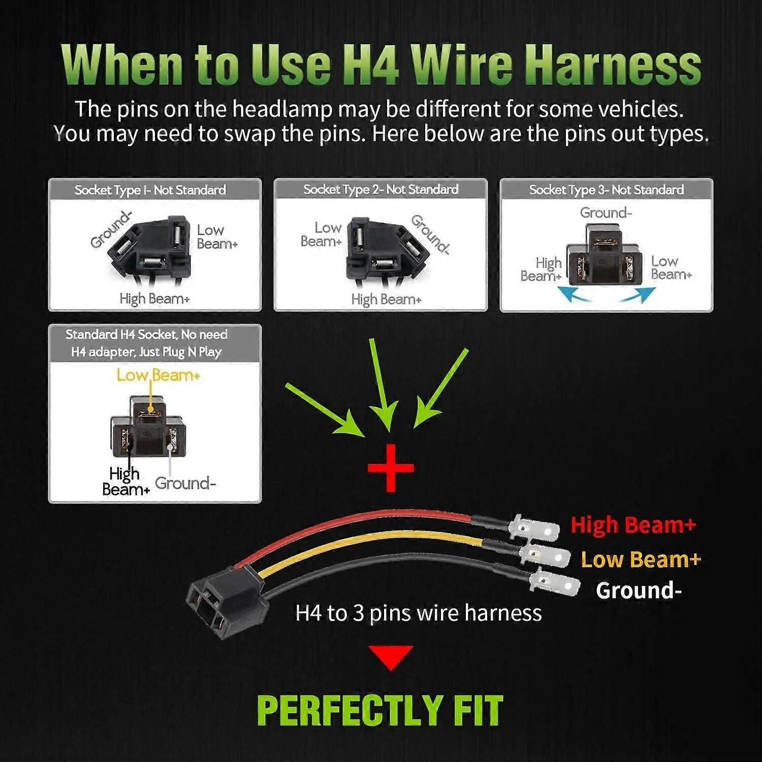 5x7 LED Headlight H6054 LED Headlights 7x6 Inch Sealed Beam Halo Angel ...