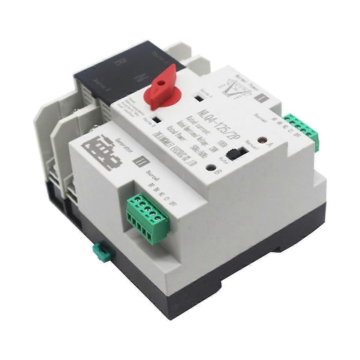 Din Rail 2P ATS Dual Power Automatic Transfer Switch Selector Switches Uninterruptible ...