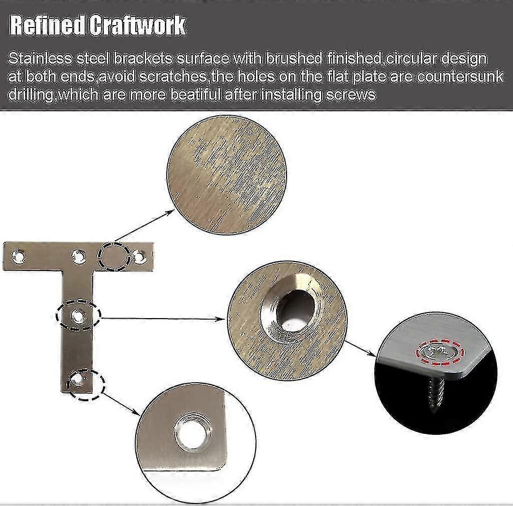 4 Pcs T Brace Flat Mending Plates Stainless Steel Flat Corner Angle ...