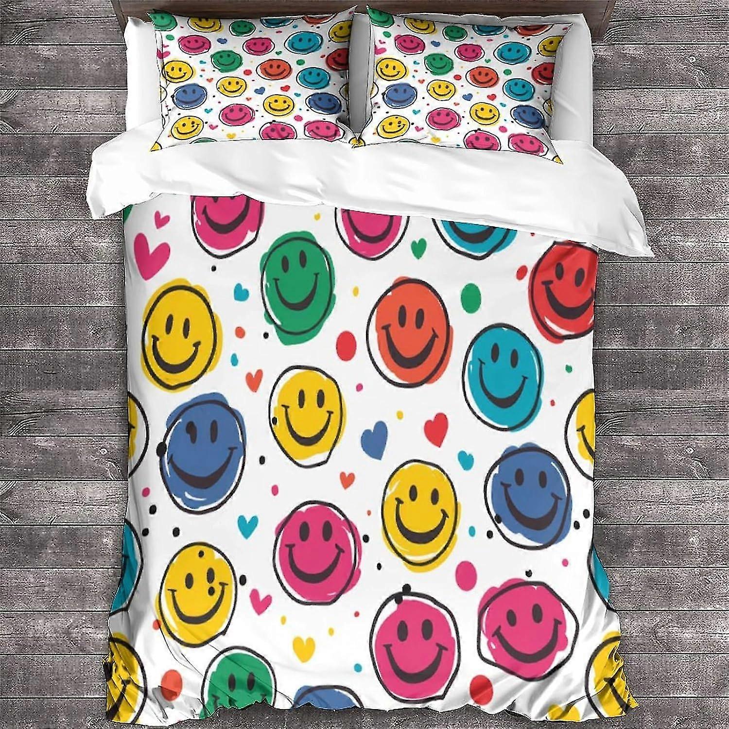 o4718 Bed Sheets Smile Shape Doodle 3D Printed Duvet Cover 3 Pieces ...