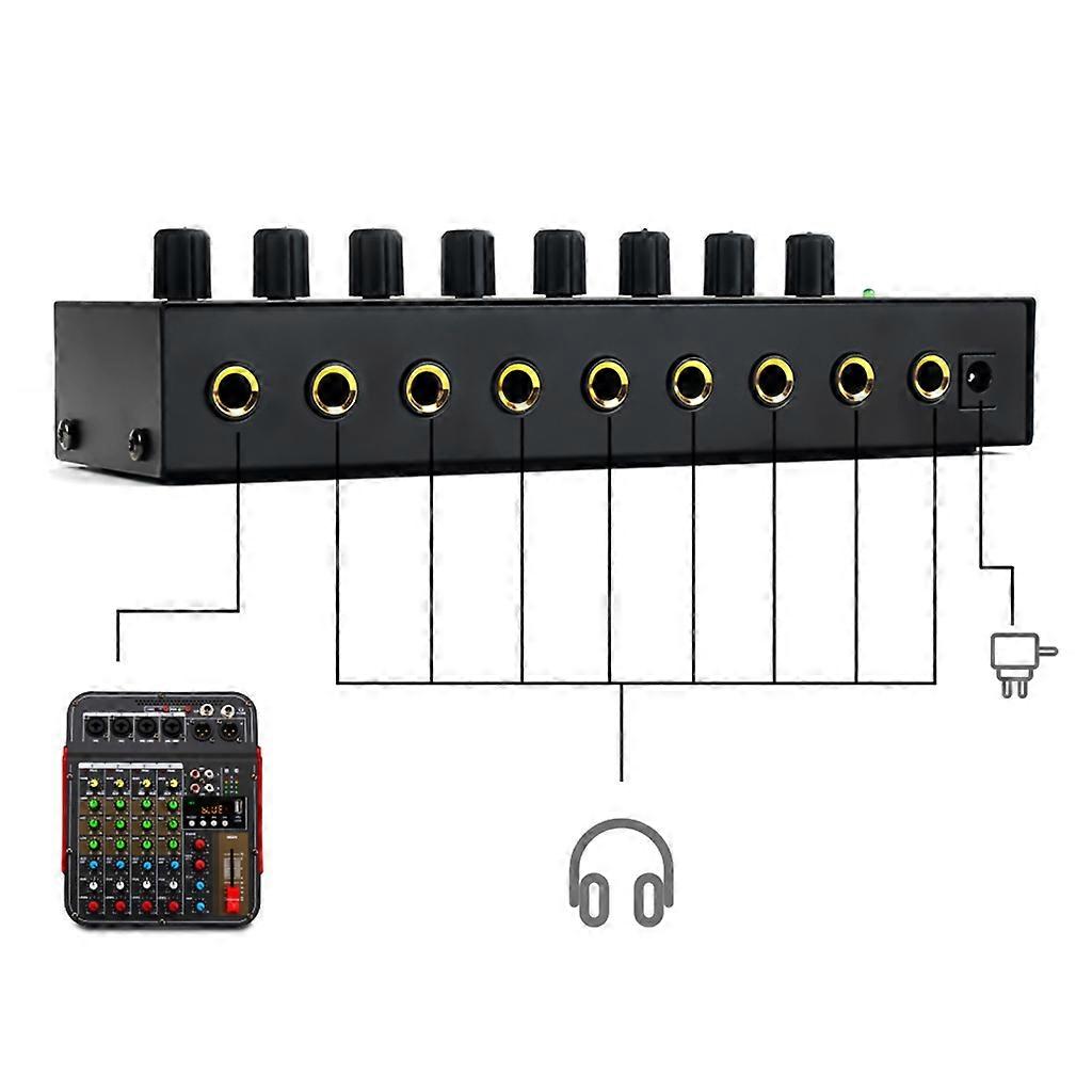 Professional 8 Channel Headphone Amplifier Independent Volume Control ...