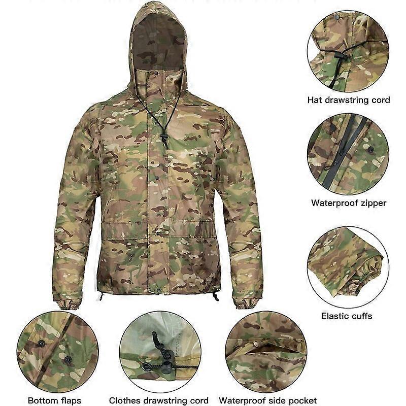 Camouflage Folding Raincoat Set Portable Travel Rain Suit Military ...