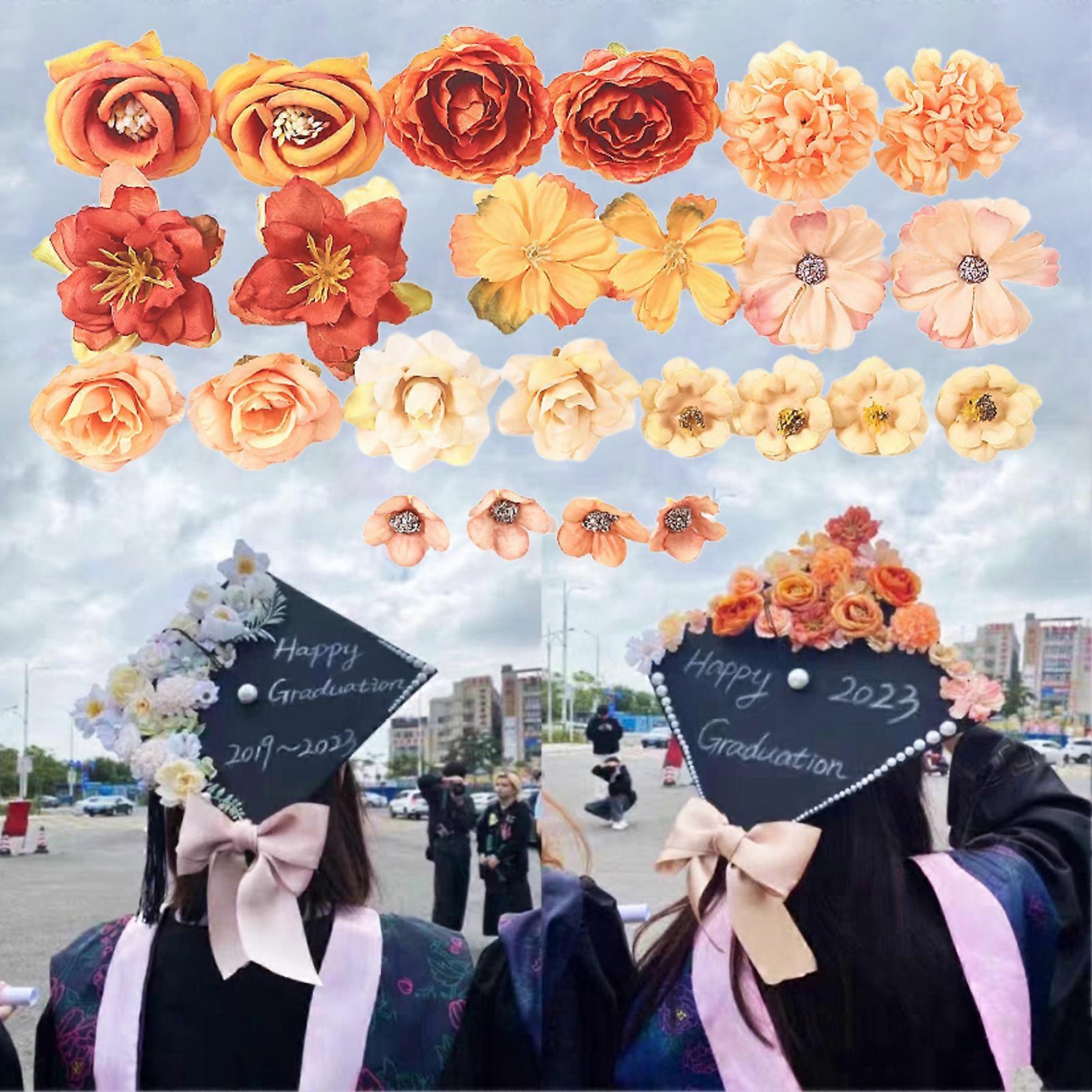 1 Set Artificial Flowers Graduation Cap Decorations Kit DIY Assorted ...