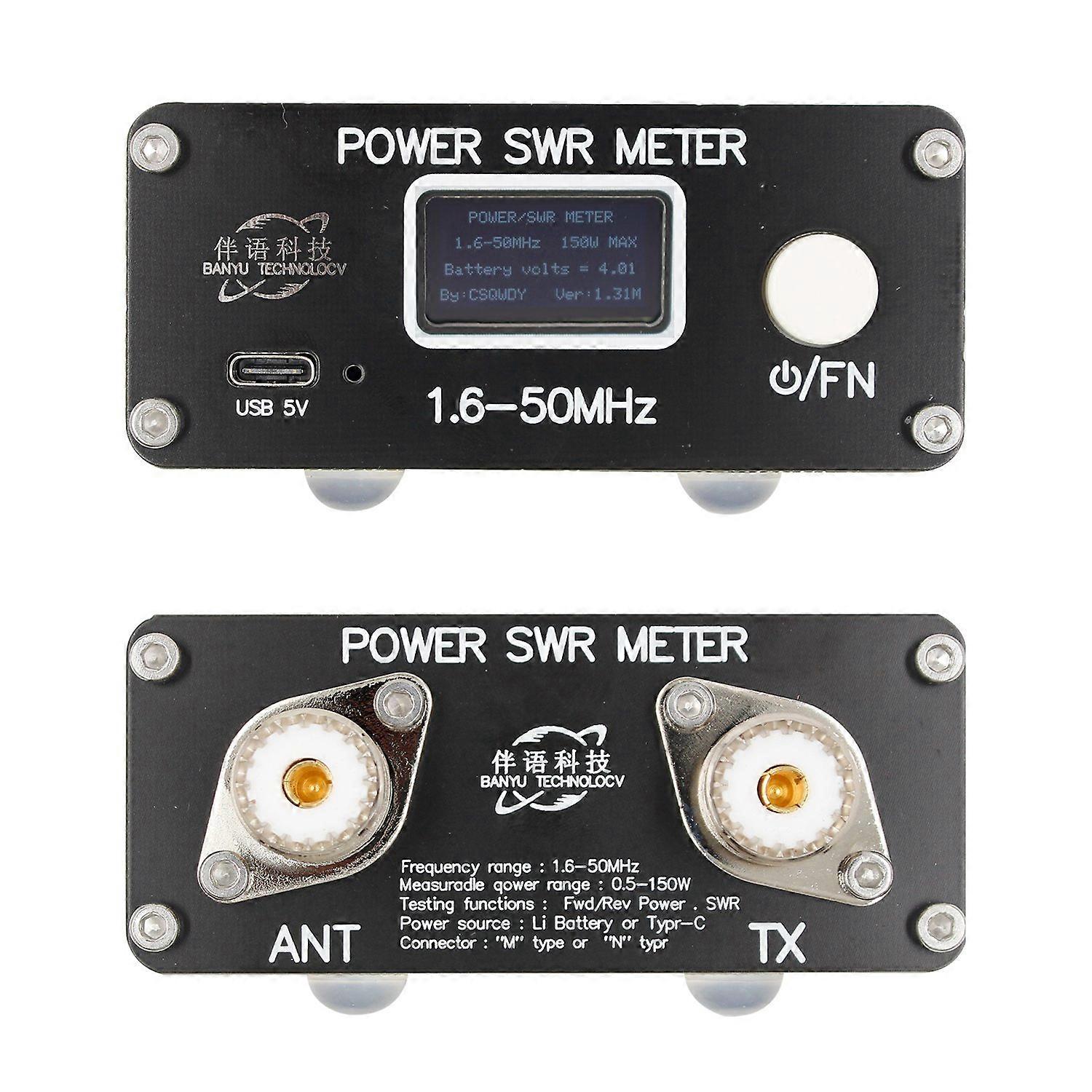 QRP 150W 1.6-50MHz SWR HF Shortwave Standing Wave Meter SWR/Power Meter ...