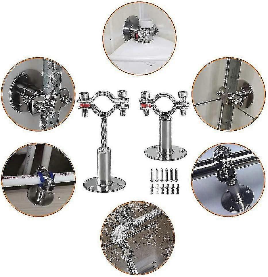 Stainless Steel Wall Mount Ceiling Mount Pipe Supports, 2pcs Adjustable ...