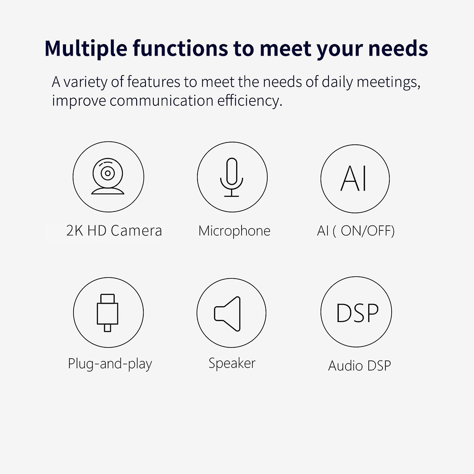 2K Webcam 3-in-1 HD Video Conference Camera with Microphone and Speaker ...