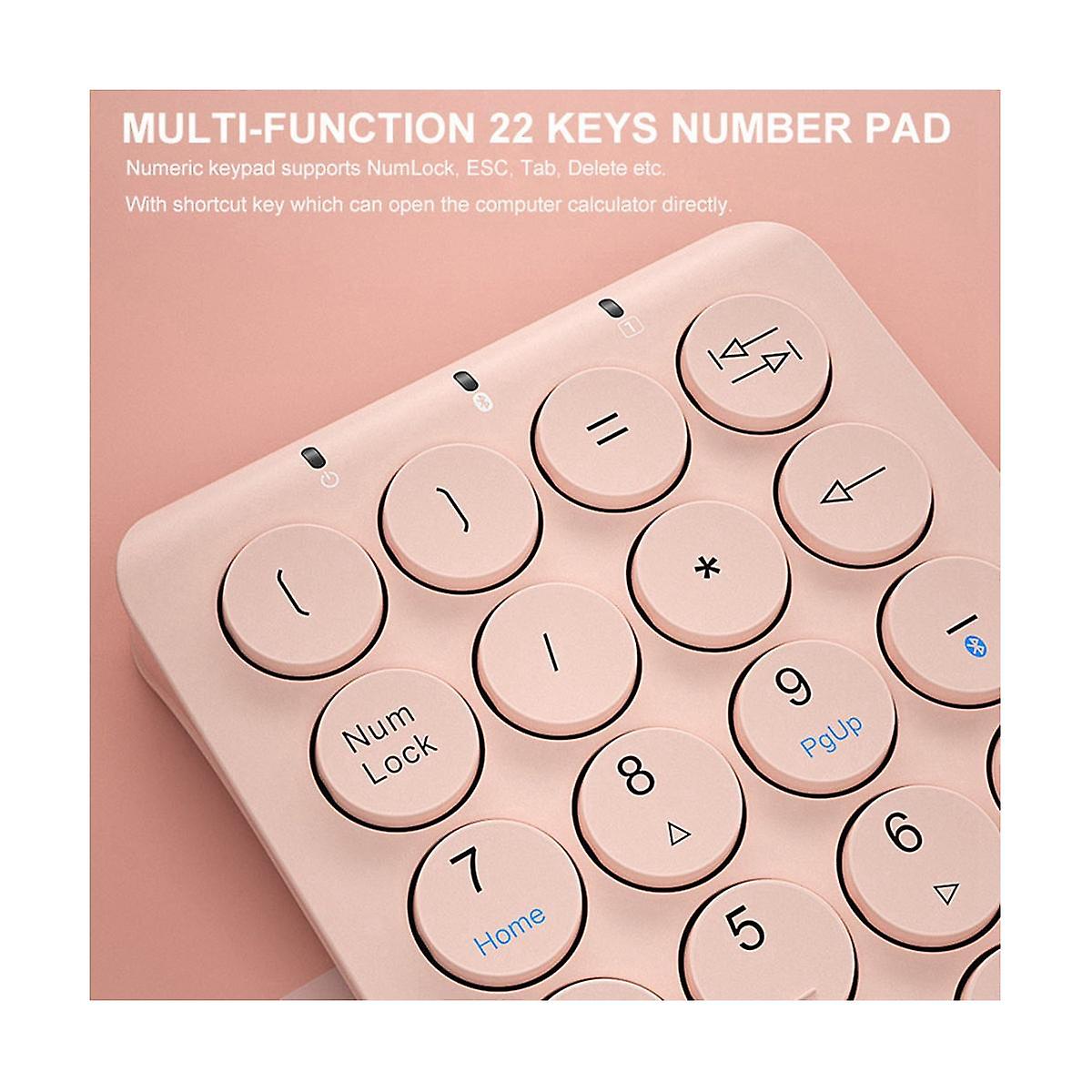 Wireless Number Pad Bluetooth Numeric Keypad Round Keycaps Numpad 22 ...