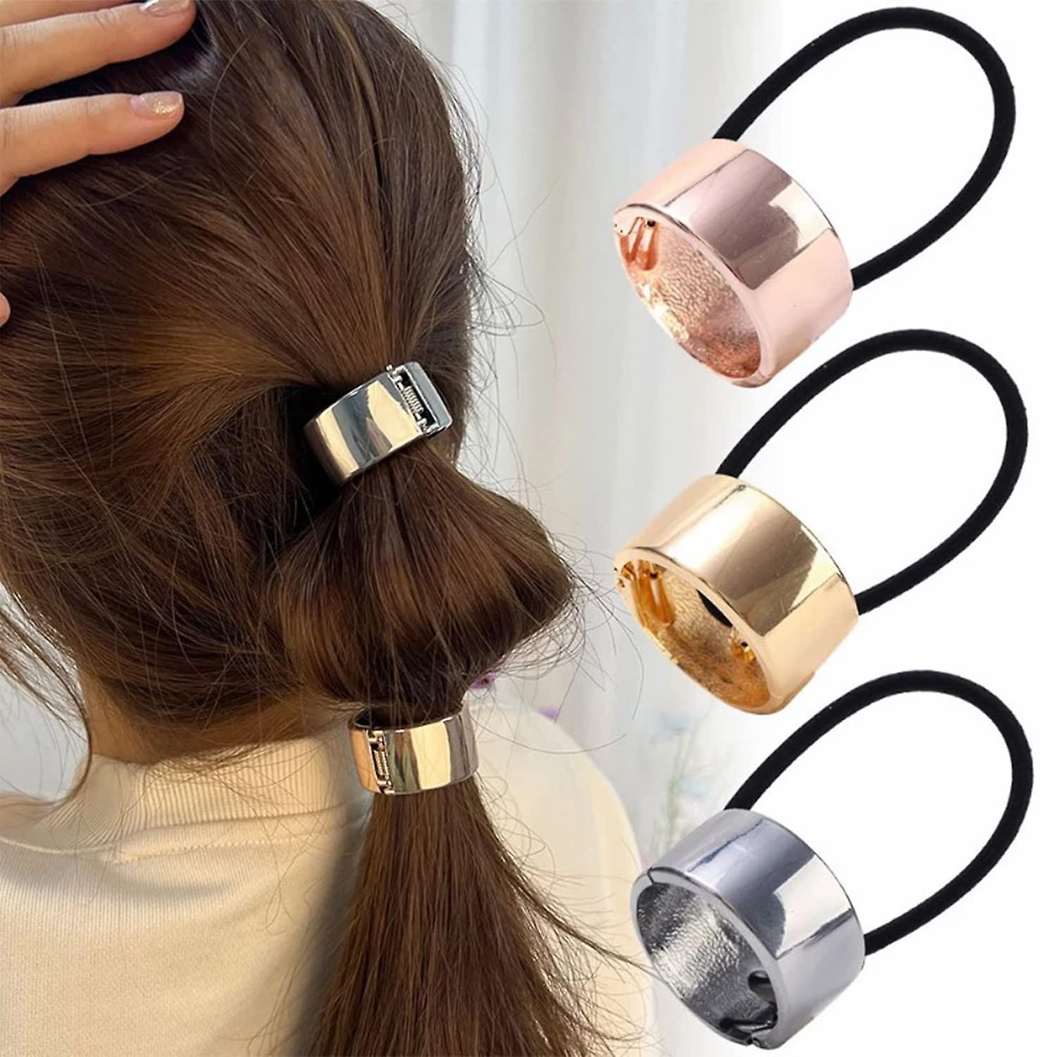 4 Pcs Ponytail Holder Clips, Metal Hair Band Ponytails Hair Cuff Rope ...