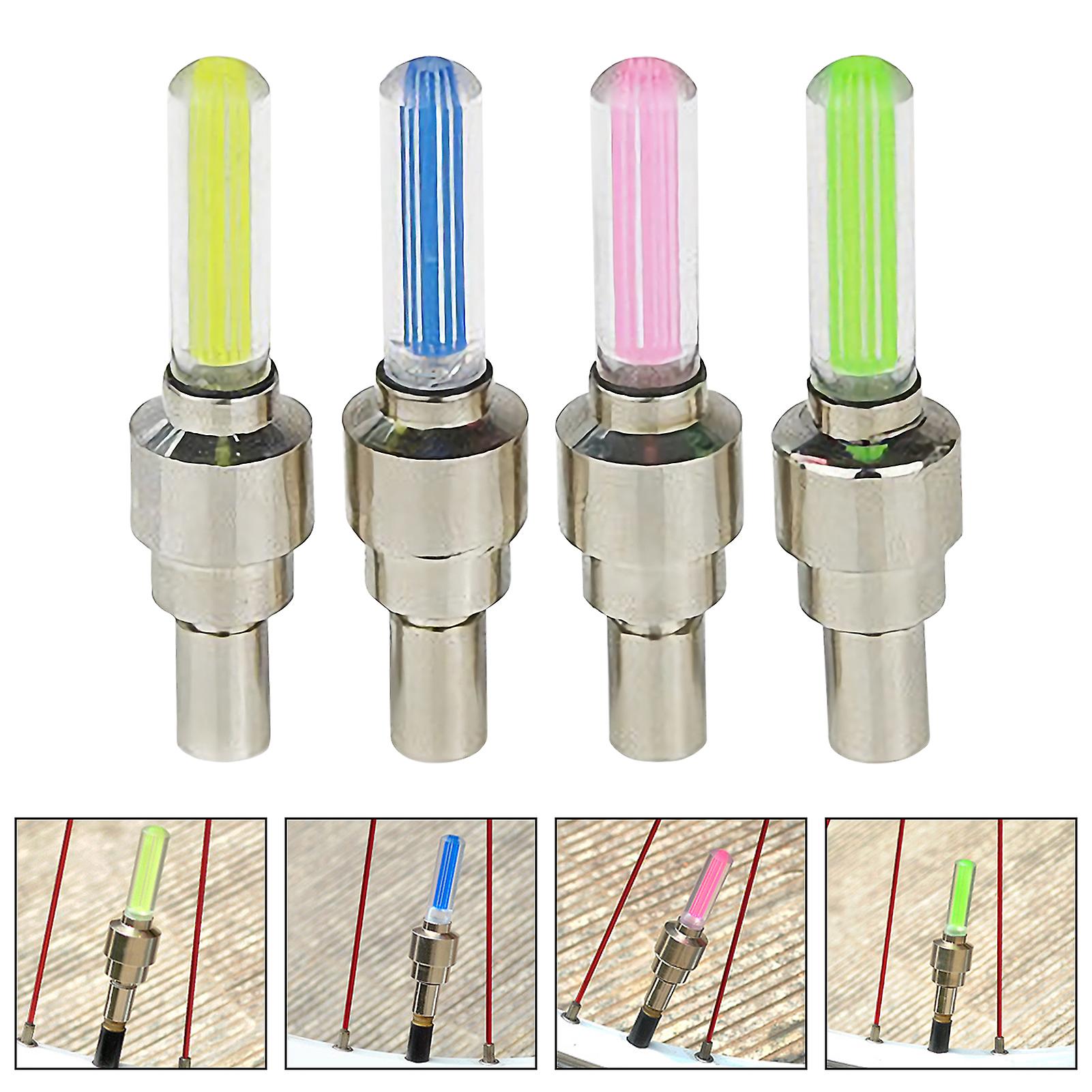 2Pcs MTB Bike LED Wheel Light Stainless Steel Stylish Tire Valve Cap ...
