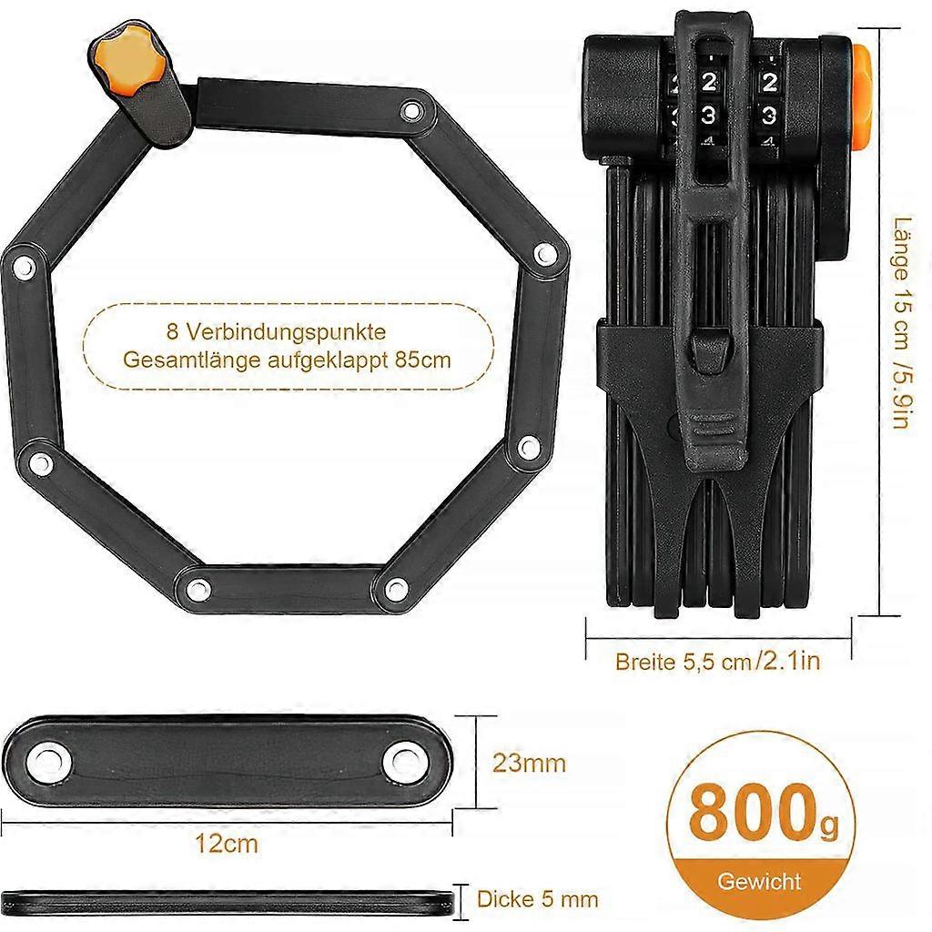 Bike lock folding lock with bracket, 4-position bike combination lock ...