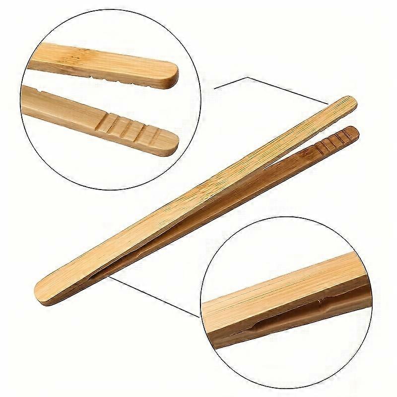 4pcs 7 Inch Bamboo Toaster Tongs For Toast Pickles Tea Cooking Kitchen ...