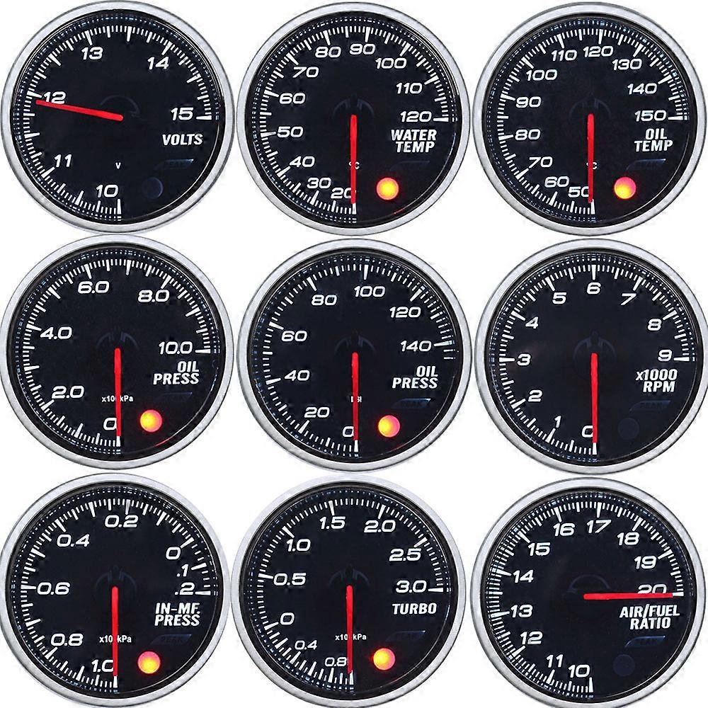 2" 52mm 8 Colors LED Dual Display Tachometer Turbo Boost Water Temp Oil ...