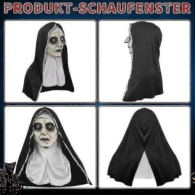 The Horror Scary Nun Latex Mask W/headscarf Valak Cosplay For Halloween ...