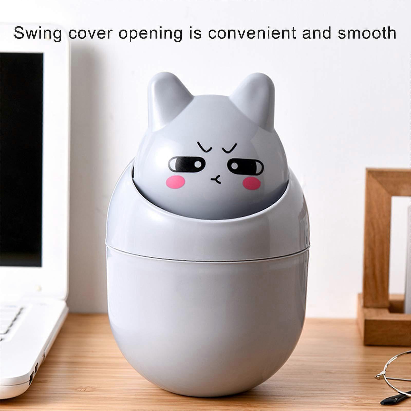 Desktop Trash Can Mini Desktop Trash Can Flip Open Cartoon Detachable ...