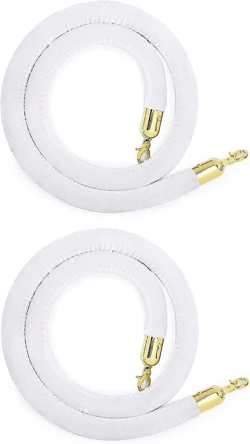 2 Pack White Velvet Stanchion Rope with Gold Hooks, Crowd Control ...