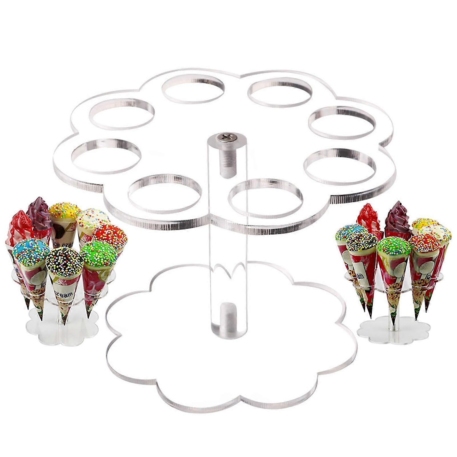 Ice Cream Cone Holder Detachable Anti-deformed Acrylic 8 Holes Wedding ...