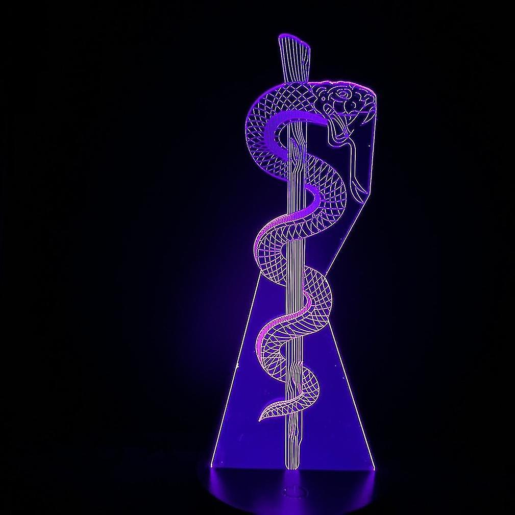 Snake Winding Truncheon 3d Led Night Light Bedroom Table Lamp Color ...