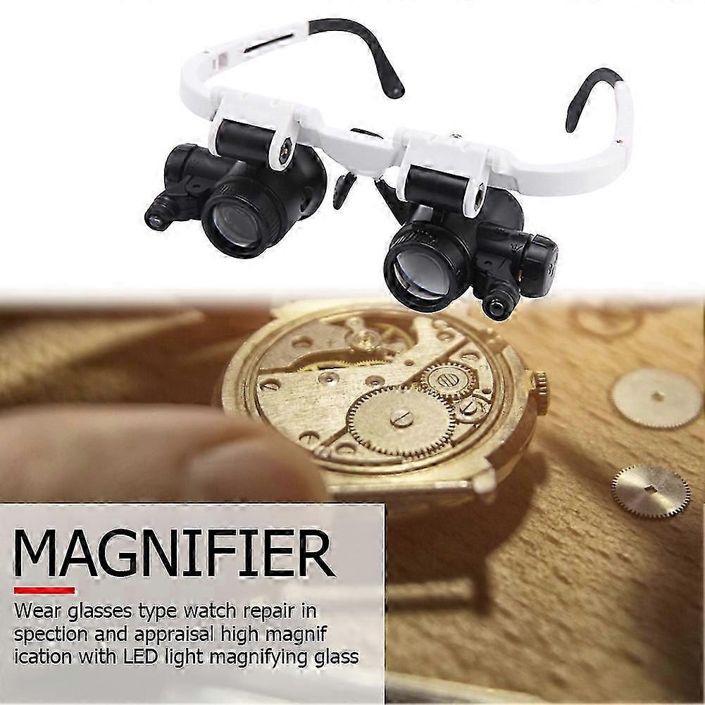 Head Wearing Magnifier Glasses Loupes with LED Portable 8X/15X/23X Lens ...