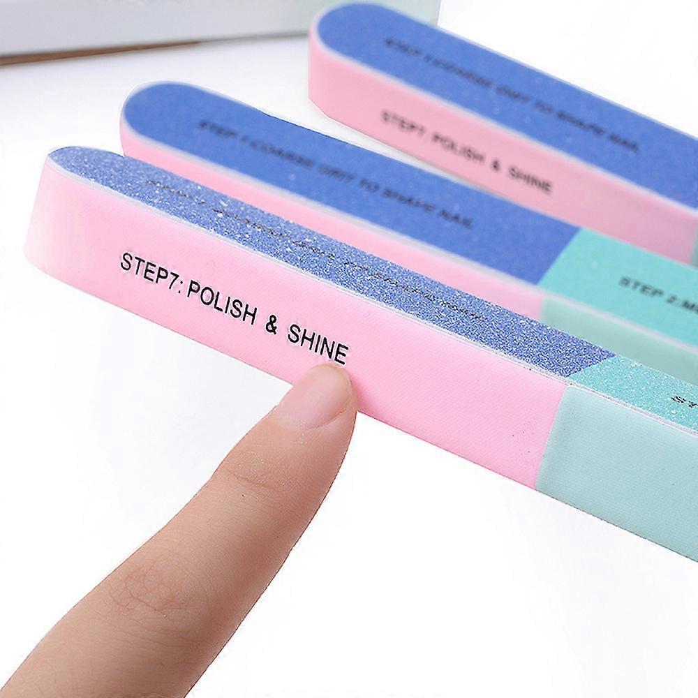 12 Pieces 7 Way Nail File and Buffer Block, 7 Step Nail Buffer Files ...