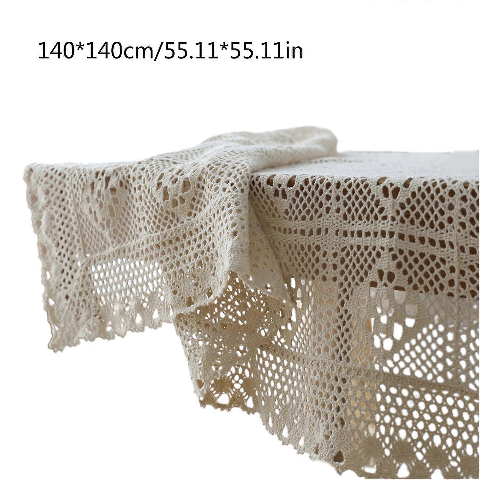 Pastoral Rustic Round Tablecloth Crochet Lace Tassel Wedding Dining ...