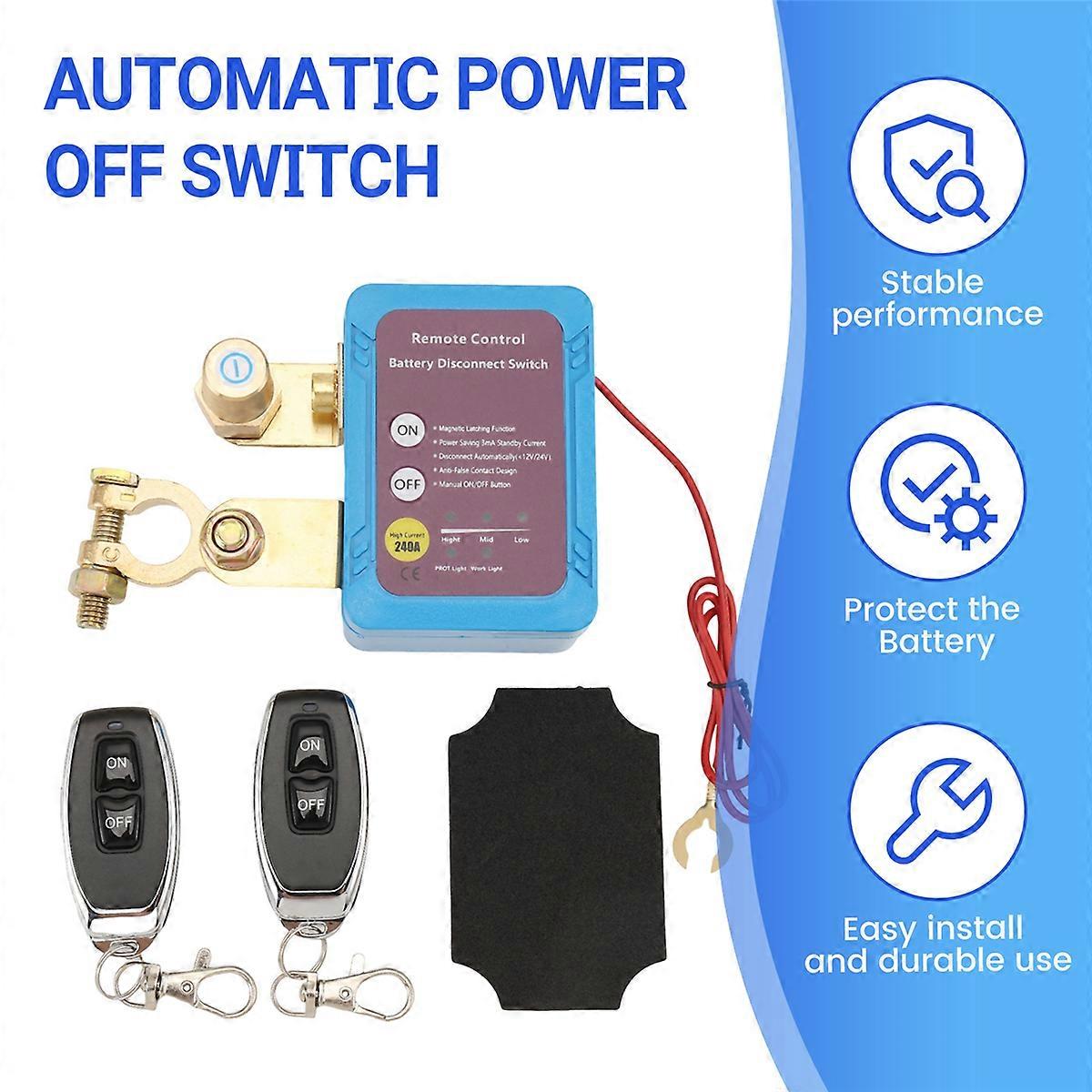 12V 240A Remote Battery Disconnect Switch, Automatic Power Off Switch ...