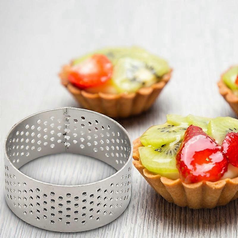 10Pcs 4.5cm Round Stainless Perforated Seamless Tart Ring Quiche Ring ...