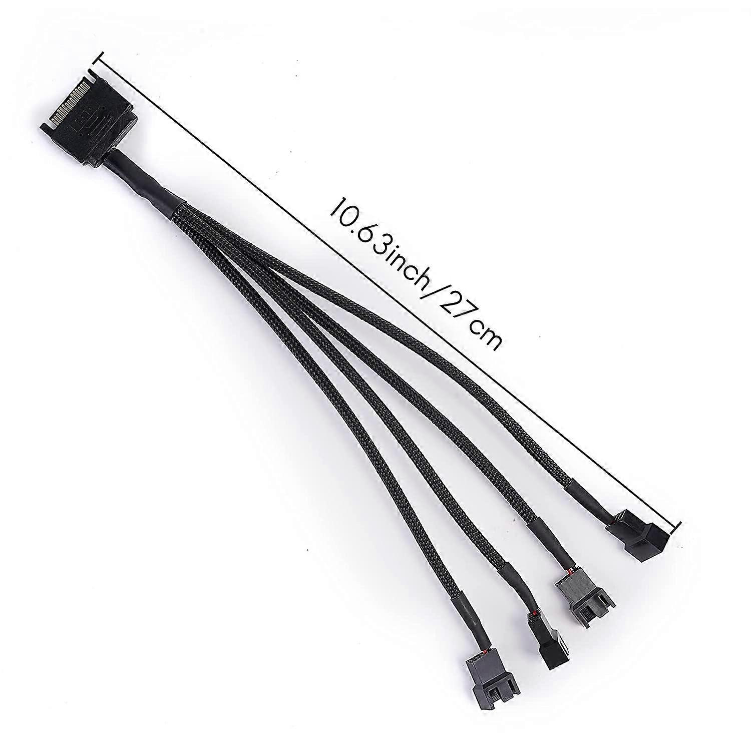 Cooling Fan Adapter Cable, 15 Pin SATA to 4 x 3 Pin / 4 Pin PMW 12V PC ...