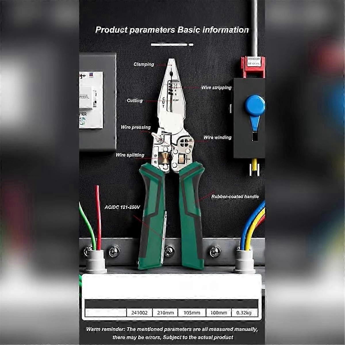 Wire Cutter Tool 10 in 1 Electrical Cable Stripper Plier Voltage Tester ...