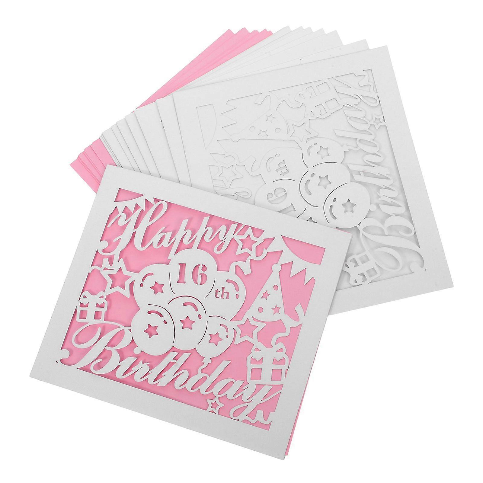 10 Sets Birthday Card: Elegant 16th Birthday Card With Envelope ...
