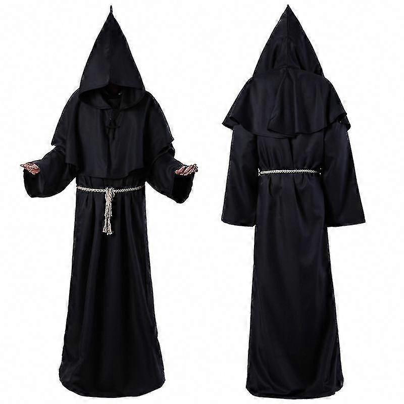 Medieval Plague Doctor Costume with Hooded Robe, Mask & Hat for Men ...