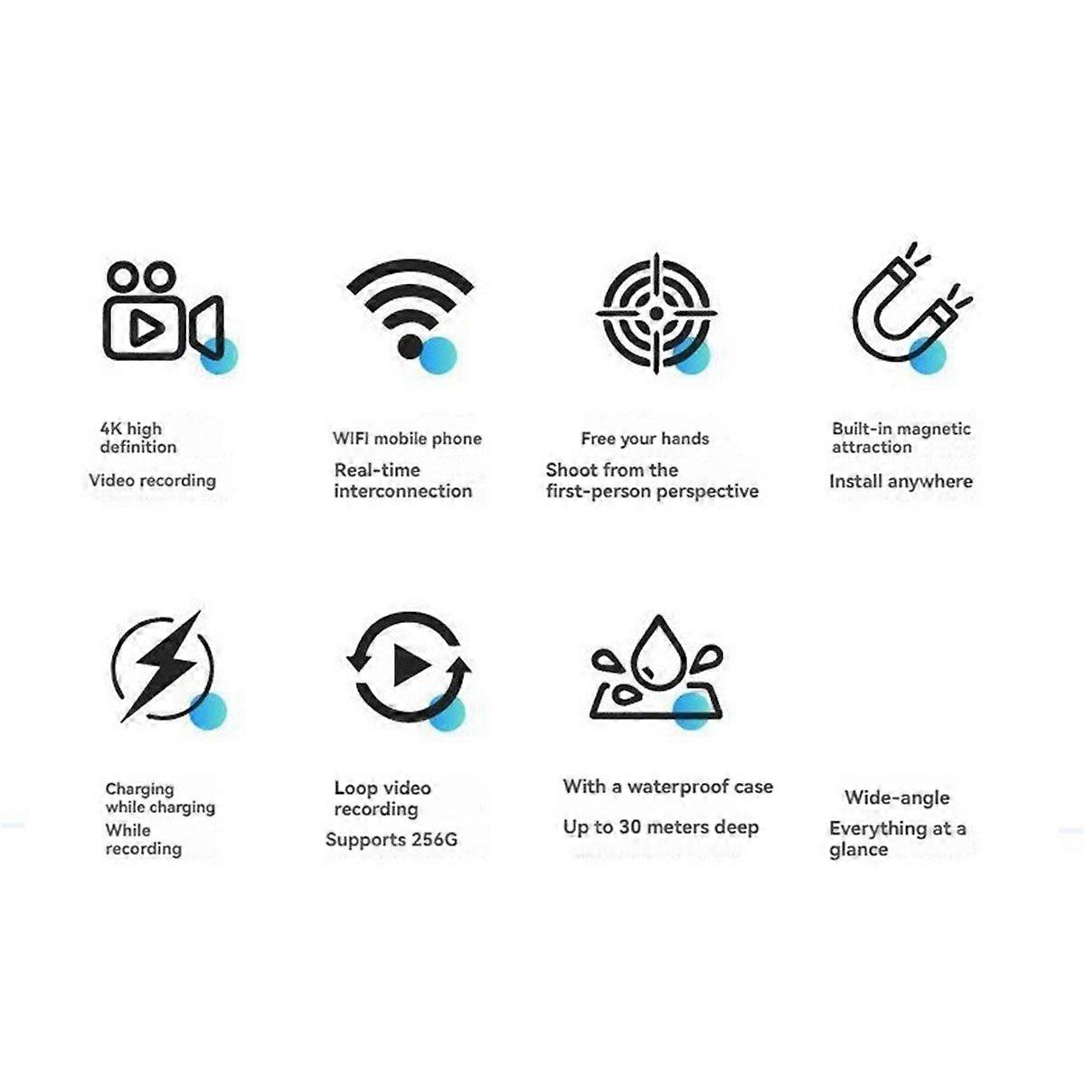 4K Thumb Action Camera WIFI Mini Body Camera 1080P Hands-Free POV ...