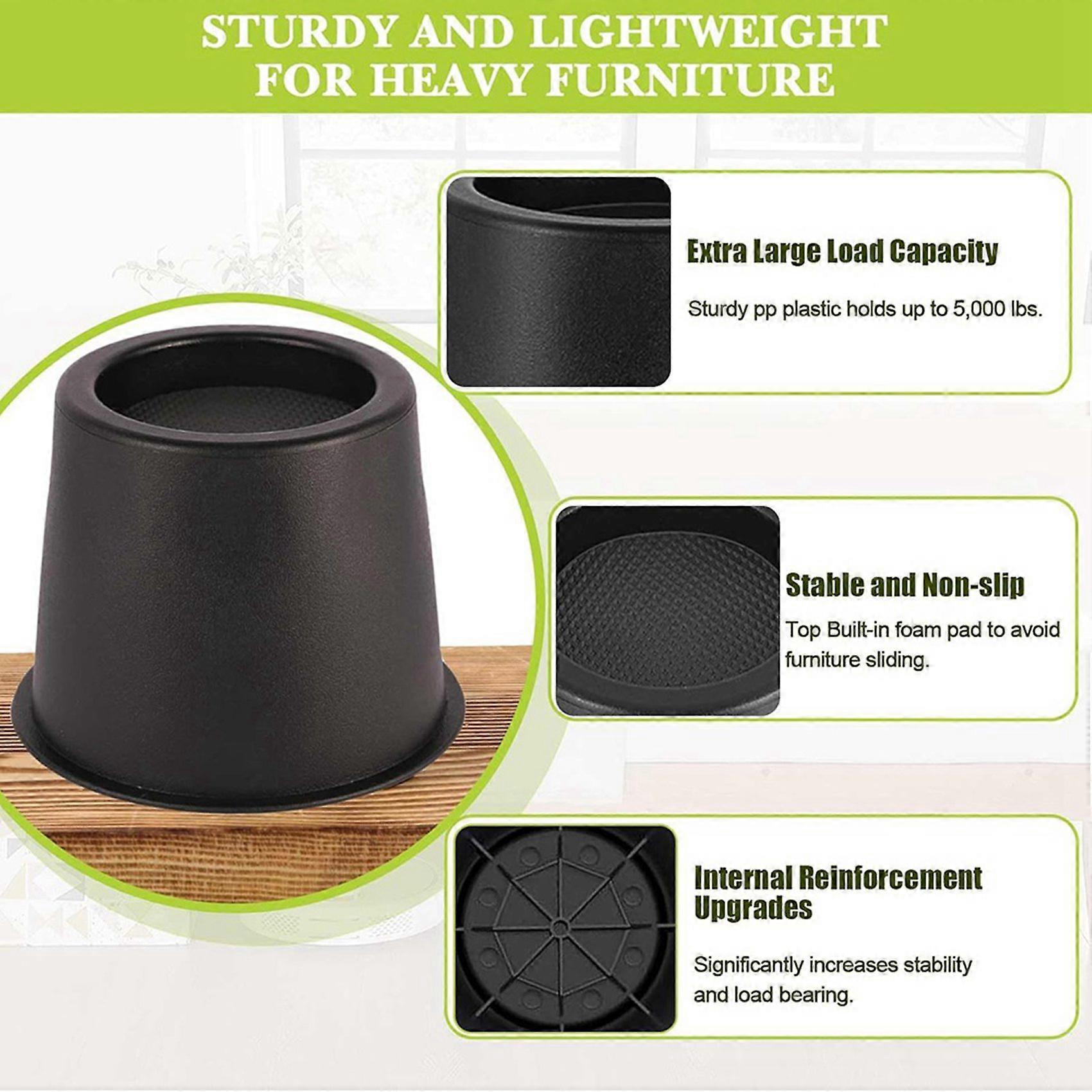 8 PCS Furniture Risers 4 Inch, Bed Risers Heavy Duty for Table Desk ...