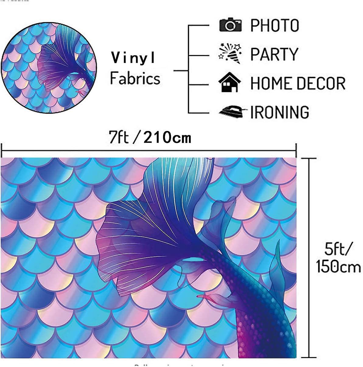 Glitter Little Mermaid Theme Photo Background 7x5ft Vinyl Princess Baby ...