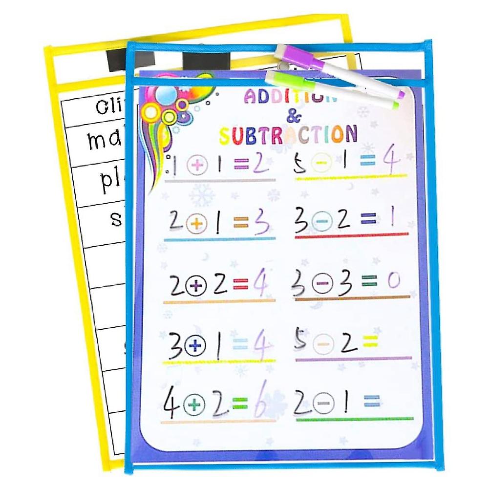 Reusable Dry Erase Pockets, 6 Pack Reusable Dry Erase Sleeves, Assorted ...