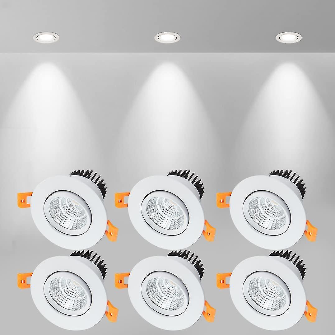 6 X Led Recessed Spotlights,5w Cob,cool White 6000k,ip44(white ...
