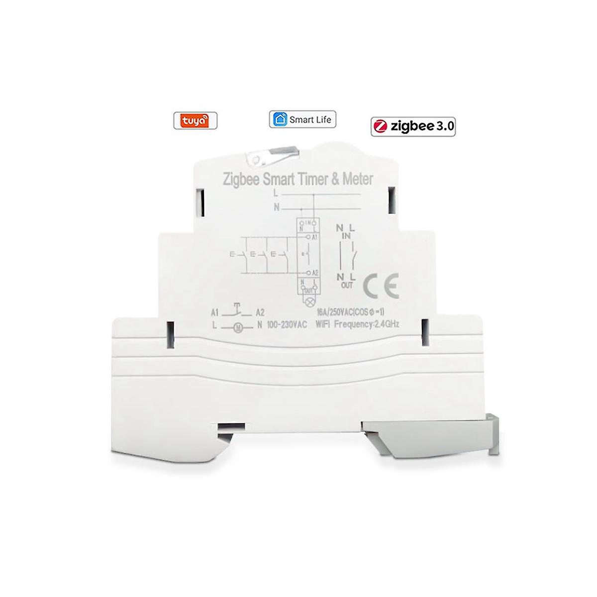 Tuya Smart Life ZigBee 16A Din Rail 1P Switch KWh Meter with Energy Monitor Timer Support App ...