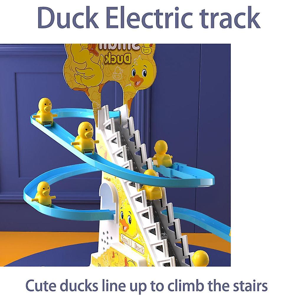 Electric Duck Duckling Climbing Stairs Toy Slide Track Blue With ...