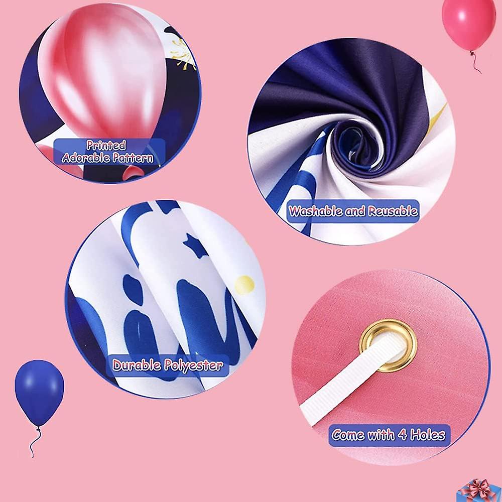 Happy Birthday Banner Navy Rose Gold Birthday Backdrop Background Party ...