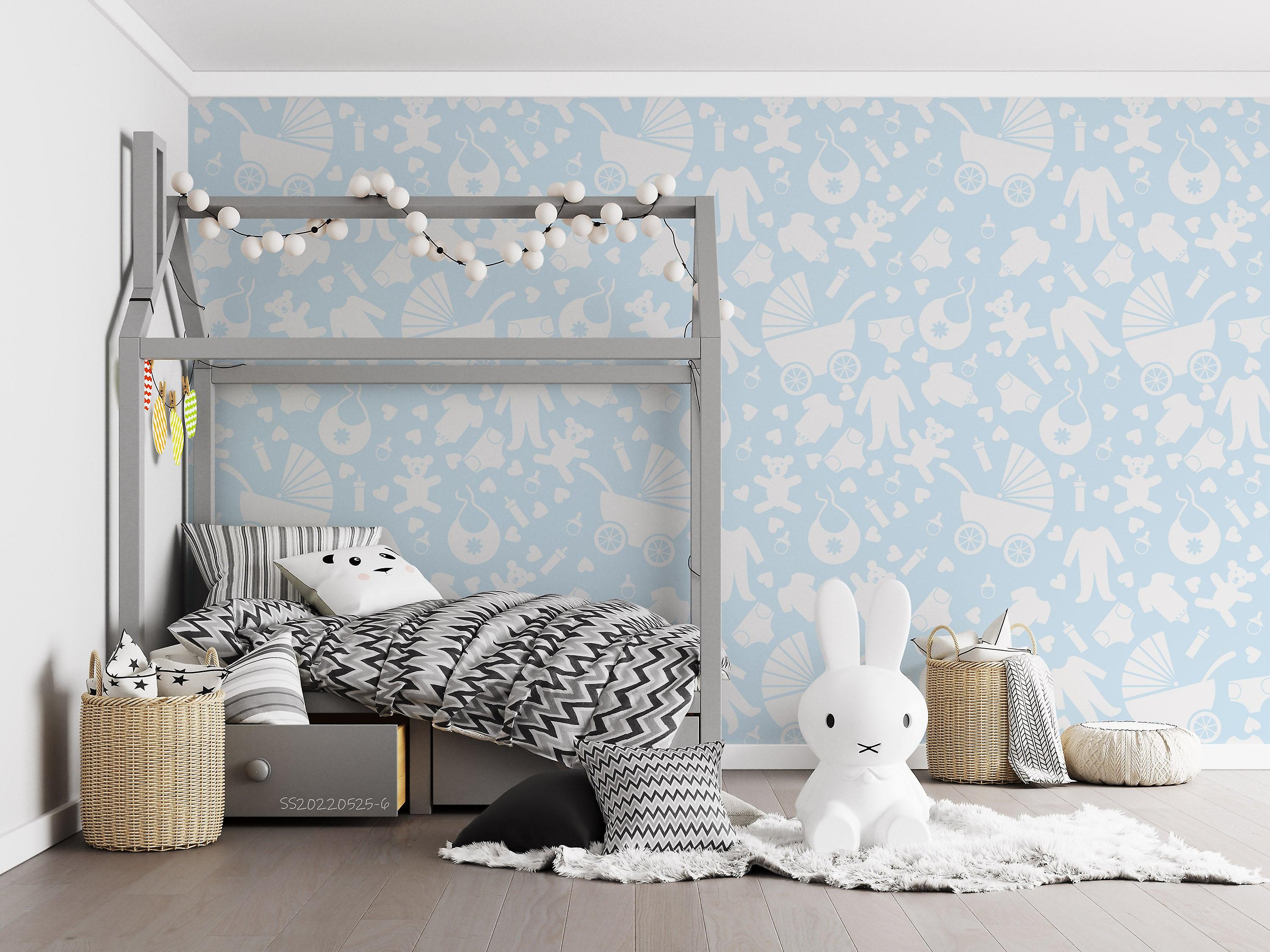 3d tecknad barn mönster vit blå väggmålning tapet gd 1330 | Fruugo SE