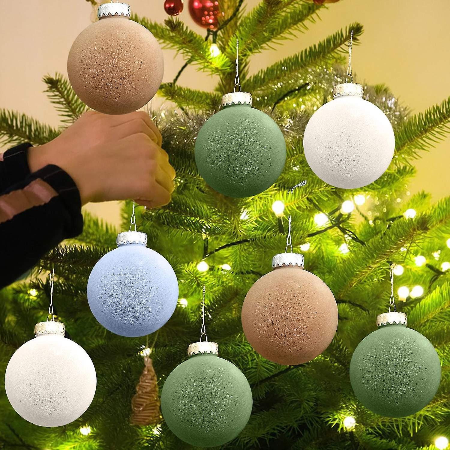 15 Pcs Velvet Christmas Balls Flocked Christmas Tree Ball Ornaments ...