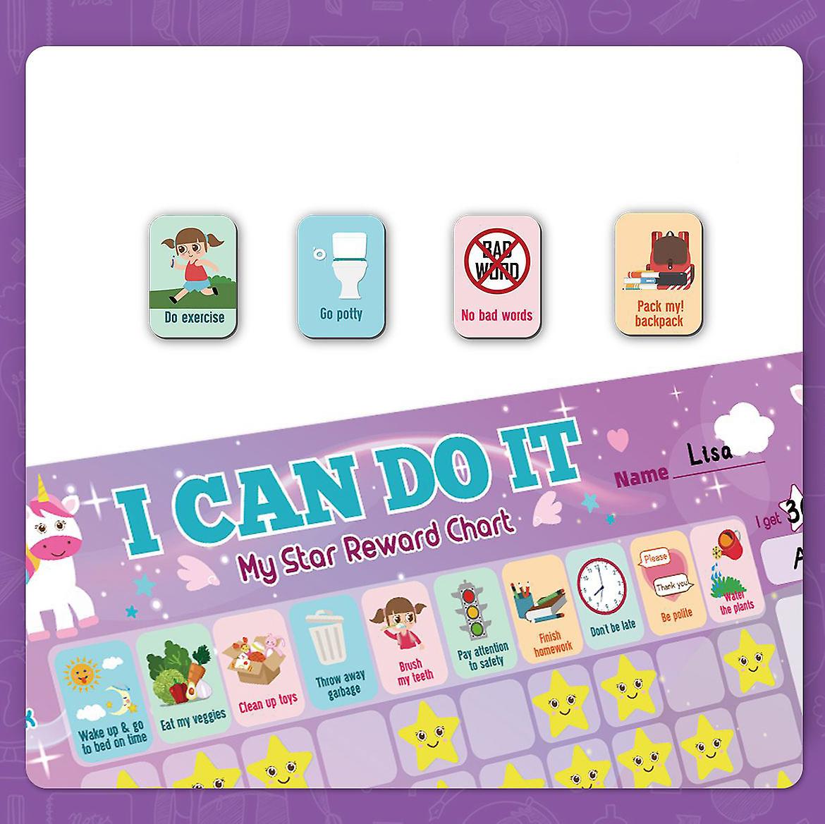 Reward Chart for Kids Boys Girls Toddlers Dinosaur Unicorn Magnetic ...